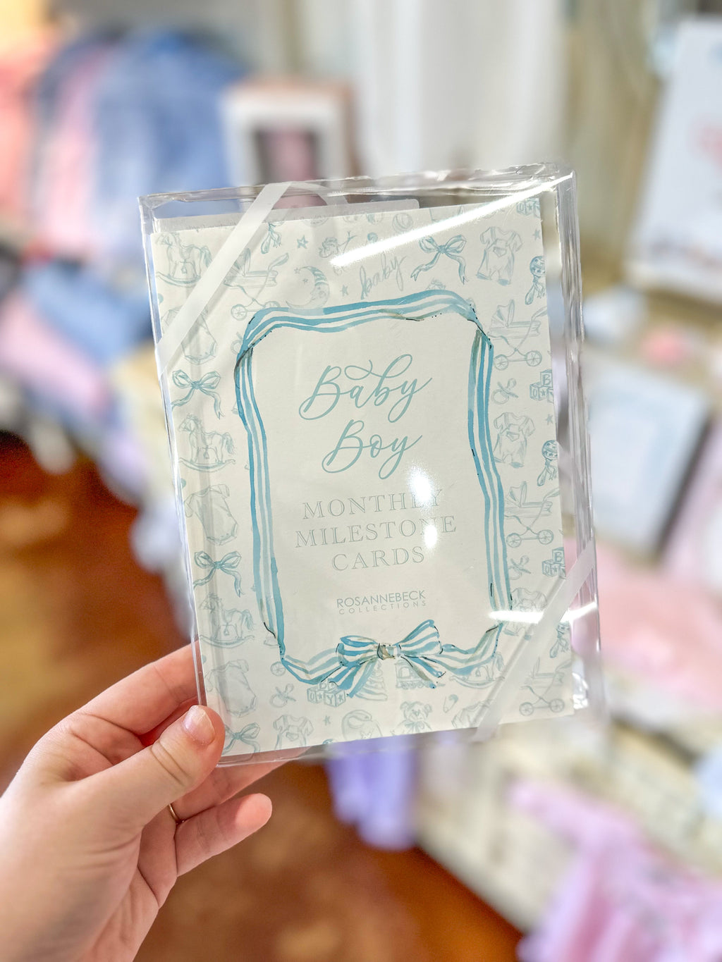 Hand painted Blue Baby Toille Pattern Milestone Cards – Everyday EDEN ...