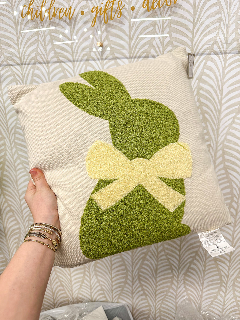 Oat & Green Embroidered Bunny Pillow – Everyday EDEN & OMG by Eden